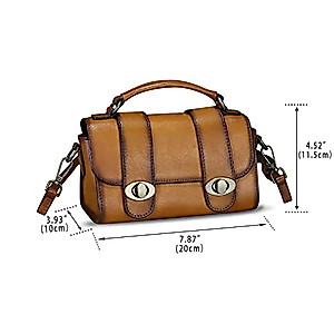 Genuine Leather Satchel for Women Vintage Purse Handmade Handbag Retro Crossbody Bag Purse (Brown)