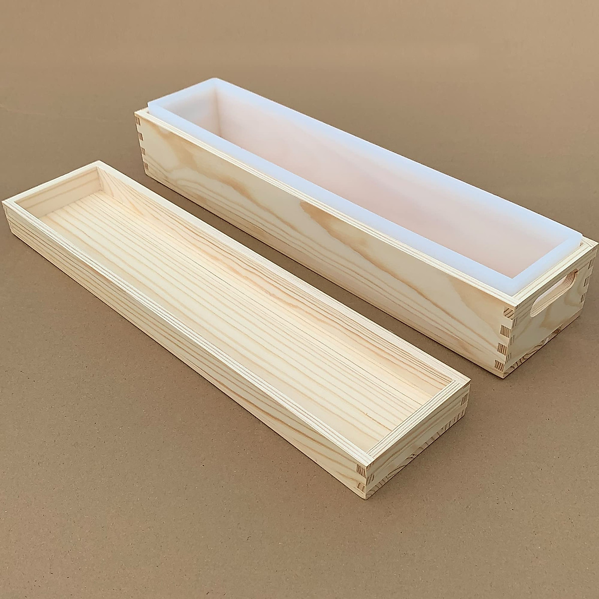 Rectangular soap Mold for soap Making Large Size - 2500ML 80OZ 5lb Large Rectangle Soap Mold Silicone - with Wood Box and Wooden Cover, soap Packaging, Gloves, Stirring Stick