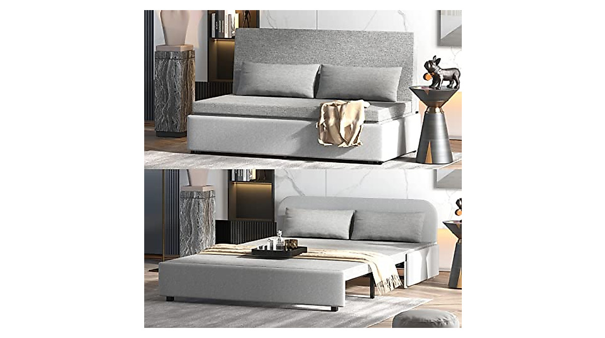 BALUS Grey Convertible Sofa Bed for Modern Living