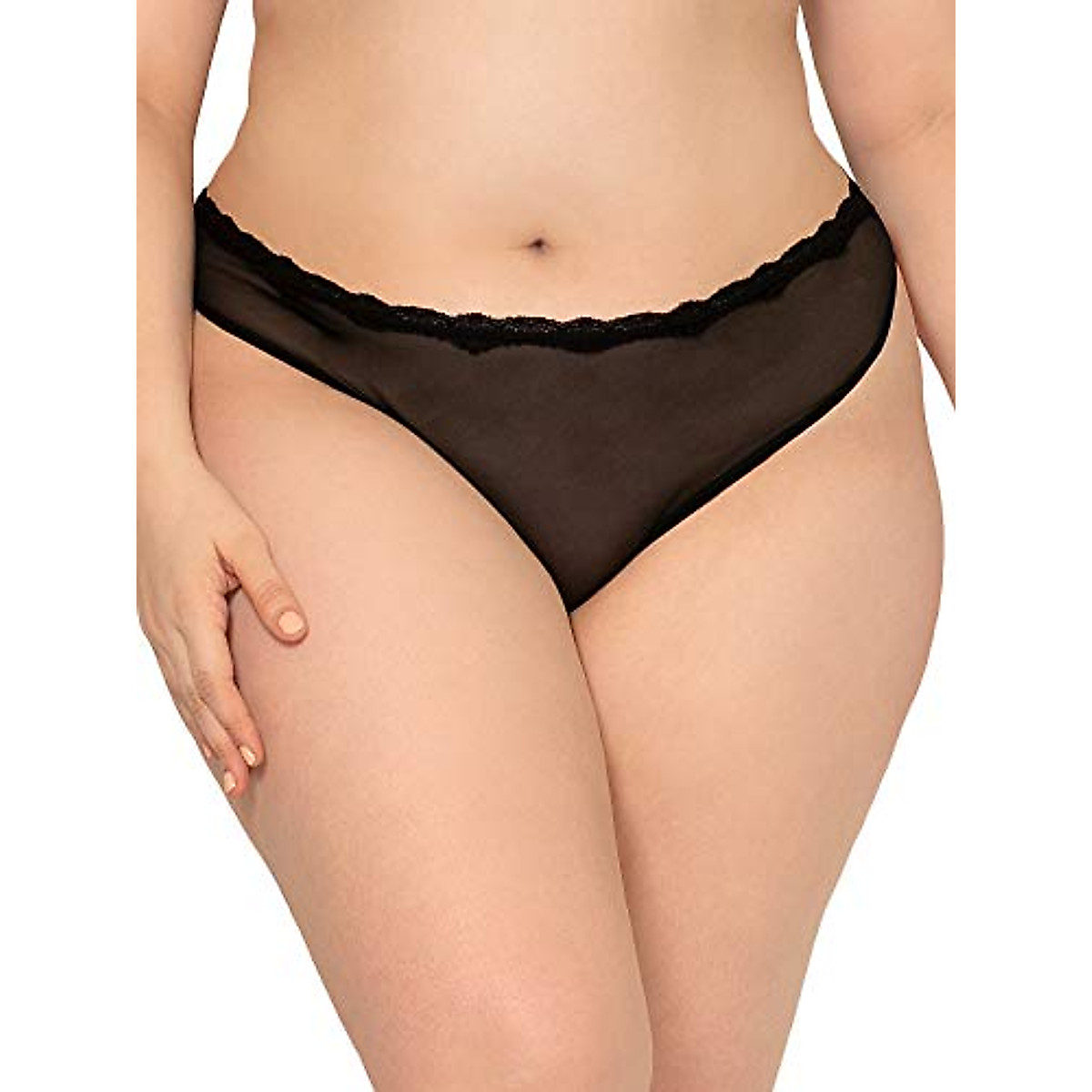 Smart & Sexy Women's Lace Trim & Mesh Panty 2 Packs Sexy Thongs & Cheeky Bikinis, Classic Leopard/Black Hue Thong, 6