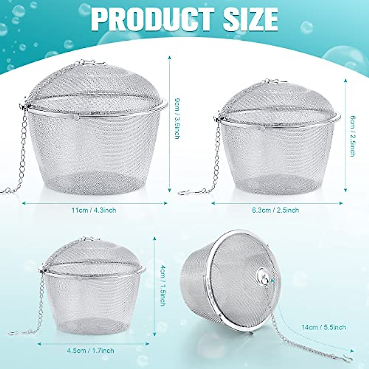 Ultrasonic Cleaner Baskets Ultrasonic Cleaning Solution Ultrasonic Parts Cleaner Jewelry Steam Cleaner Basket Cleaning Small Holder with Lock and Hook Stainless Steel (3 Pieces,1.7, 2.5, 4.3 Inch)