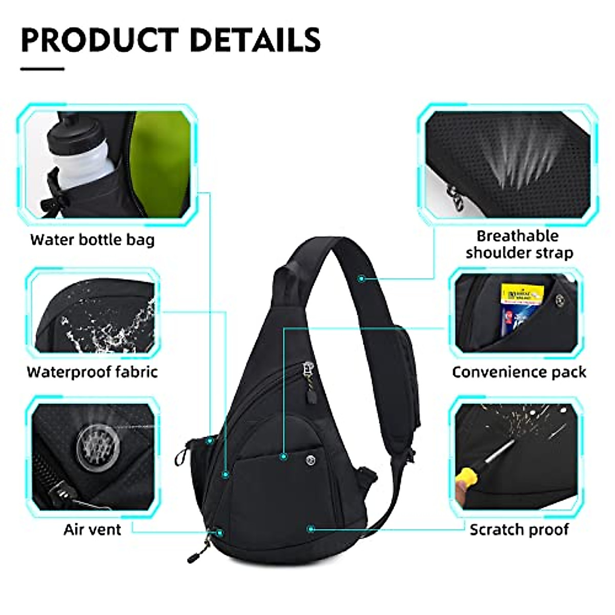 Lufyzora Sling Backpack for Men Women Lightweight Crossbody Sling Bag Large capacity Cycling Hiking Travel Crossbody Bag