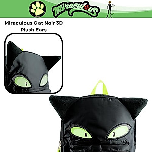 Miraculous Ladybug Cat Noir Nylon Mini Backpack for Girls and Boys, 12 inch, Black