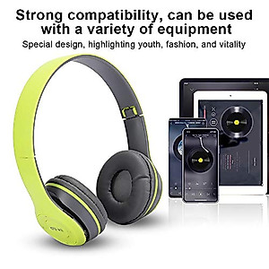 Bewinner1 Wireless Bluetooth Headset, Mobile Phones Computers Tablets Noise Reduction Headset with Memory Card Slot Over-Ear Headphones for Listening Music Watching Movie Playing Games(Green)