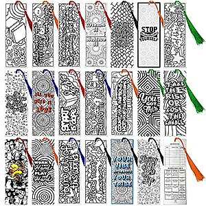 100 Piece DIY Inspirational Bookmarks for Kids, Adults, Teachers, Students Bulk, Bookmarks with Tassel