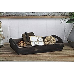 Cheung's FP-3772B Deep Wooden Tray with Side Handles| Shabby Brown