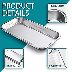 COYMOS 3 Pack Surgical Tray, Stainless Steel Tray for Lab Instrument Supplies, Tattoo Tool (Silver)
