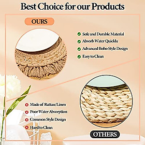 13 Inch Round Cotton Placemat Set of 4 Boho Placemats Table Mats Woven Mandala Tassels Washable Table Placemats for Kitchen Dining Weddings Home Farmhouse Decoration Heat Resistant Circle Place Mat