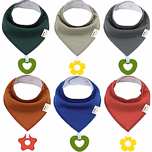 Bobaly, Baby Bibs Teething, Bib Teething, 6 Pack, Baby Bibs for Drooling and Teething, Drool Bibs, Bibs 0-6 Months (Solid Color 6 Pack Set)