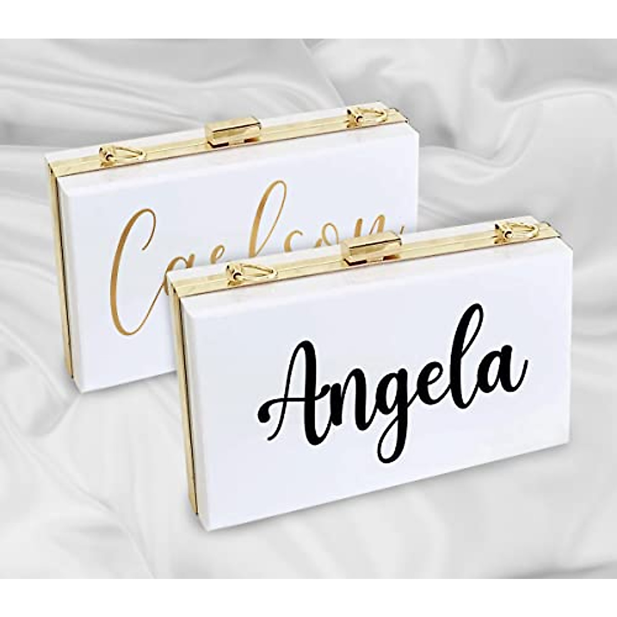 Custom Clutch Bag Add Your Text Bridal Shower Engagement Gift Shoulder Acrylic Handbag Women Purse