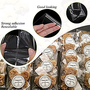 Cellophane Treat Bags, 5'' x 7'' Self Sealing Cellophane Bags, Resealable Clear Valentine Candy Bags for Gifts, Bakery, Pastry, Chocolate Wrapping & Packaging, Pretzels Individual Bags or Photo Sleeves
