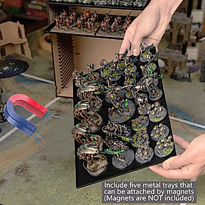 Miniature Carrying Case, Miniature Storage Case, Miniature Transport Case with Transparent Acrylic Panel Compatible with WH 40k, AoS, DND and More