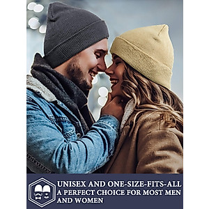 Geyoga 6 Pieces Warm Knitted Cuffed Beanie Hats Winter Cuff Skull Cap Men Women(Classic Colors)