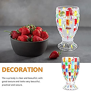 UPKOCH 2pcs Decorative Martini Holiday Rocks Drinks For Mug Multi-use Iced Painted Dinner Party Shower Breakfast Margarita Glasses Birthday Juice Goblets Container Painting Transparent