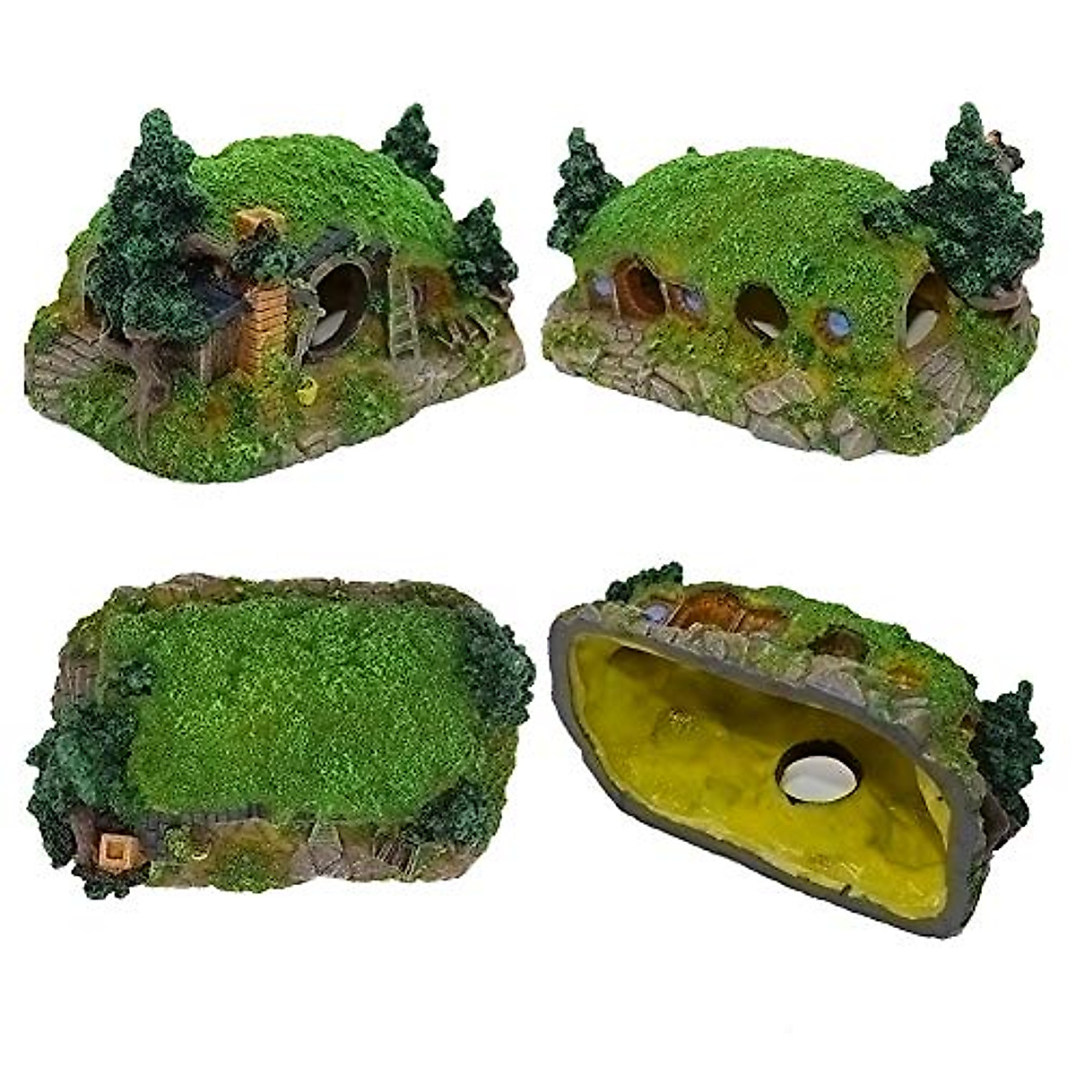Ulifery Hobbit House Fish Tank Decorations, Natural Aquarium Ornament Cave Reptile Hole Shelter for Betta Hiding/Miniature Garden, Small