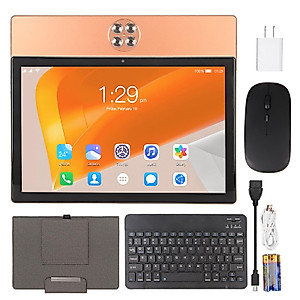 Haofy GPS Tablet, 8GB RAM 256GB ROM 10.1 Inch 2 in 1 Orange Digital Tablet for Entertainment for Studying (US Plug)