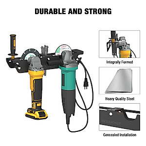 UNITEDPOWER Angle Grinder Holder - 2 Bay Angle Grinder Rack/Stand Storage Rack with Cord Hanger, Wall mount Bracket for Cutters Polishers, Garage and Workspace.