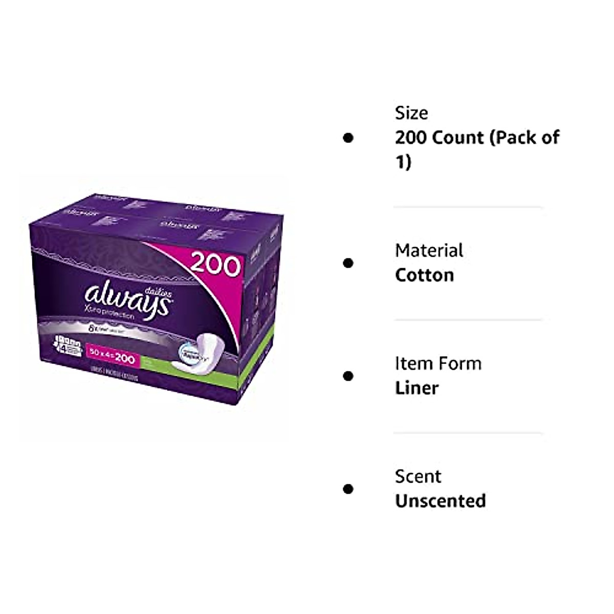 Always Xtra Protection Pantiliners - 200 Count