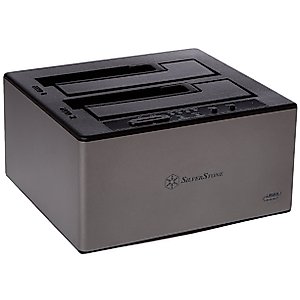 SilverStone Technology 3.5" and 2.5" External Hard Drive Dock with USB 3.1 Type- C Gen 2, Supports Offline Clone and JBOD modes with Hot-Swap TS12C