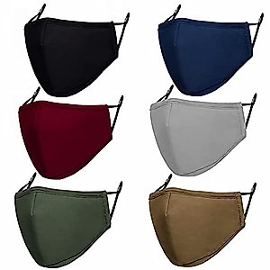 Fwaouty Cloth Face Masks, Reusable Washable Adjustable Breathable Face Mask with Nose Wire for Women Men 6 Packs
