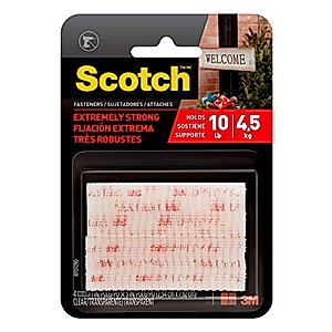 Scotch Extreme Interlocking Fasteners, 4 Strips, 1" x 3", Delivers Powerful Bond on Contact, Weather, Dirt & UV Resistant, 1 Set Holds 2 lbs., Designed With Reclosable Dual-Lock Technology (RFD7090)