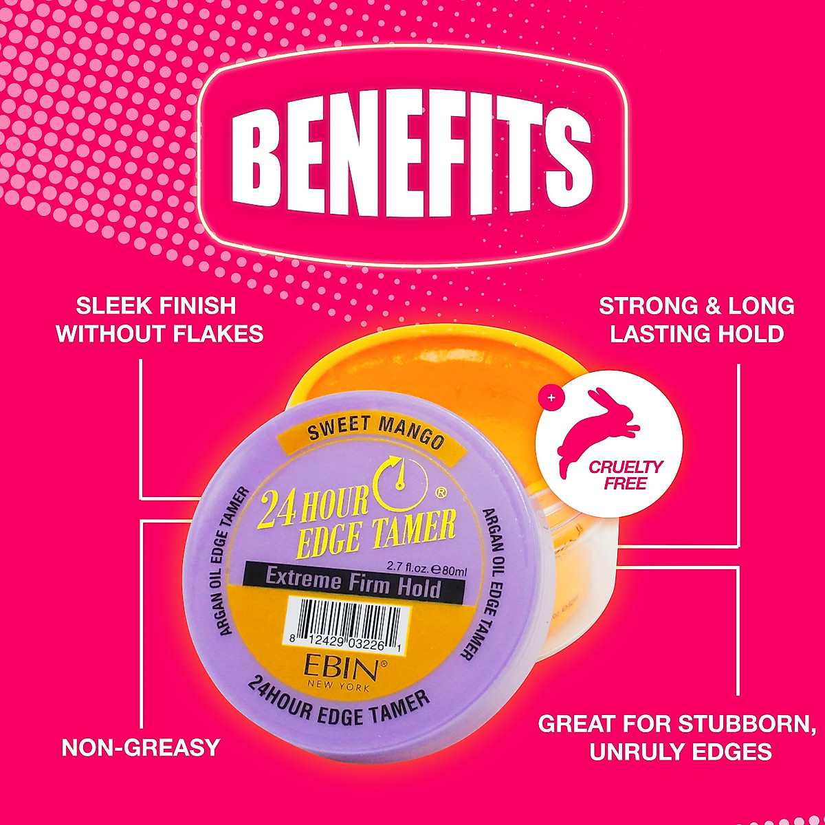 24 Hour Argan Oil Edge Tamer Refresh (8.25oz/ 250ml, Acai Berry) | Extreme Firm Hold, Smooths & Tames Frizz | No Flaking or Drying | High Shine, Long Lasting, All Hair Types, Styling Gel.