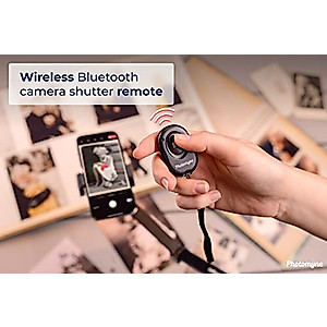 Photomyne Wireless Camera Shutter Clicker | Camera Shutter Remote Control for iPhone & Android Smartphones | Wireless Remote Control Selfie Button - Includes Wrist Strap (1 Pack)
