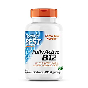 Doctor's Best Fully Active B12 1500 Mcg, Supports Energy, Mood, Circulation, Non-GMO, Vegan, Gluten Free, 180 Count