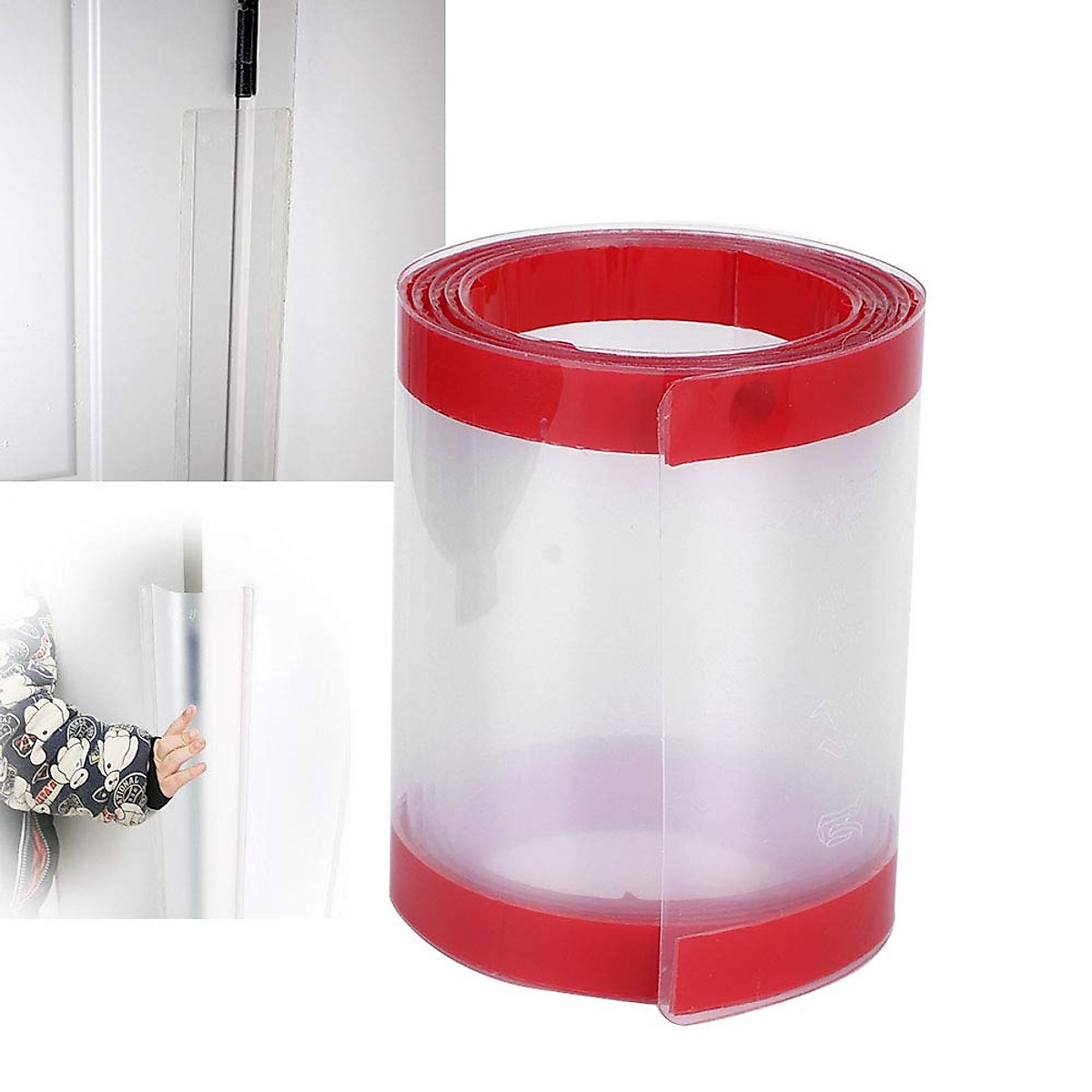 Anti Pinch Door Strip, Safety Door Hinge Protector Cover Kindergarten Door Pinch Guard Prevents Finger (Door Back Transparent 120x10cm)