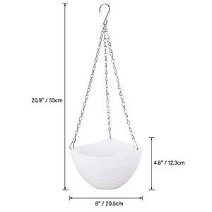 Foraineam 8 Pack White Hanging Planters Self-Watering Indoor Outdoor Garden Flower Plant Pot Containers with Drainer and Hanging Chain