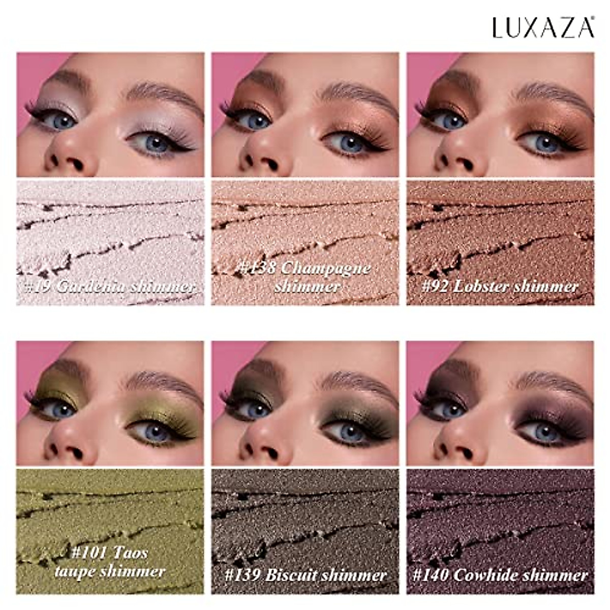 LUXAZA 6PCS Eyeshadow Stick Set, Shimmer And Metallic Cream Eyeshadow Pencil Crayon Makeup,Smudge-proof & Waterproof Eye Brightener Highlighter Stick Makeup Sets,Long Lasting Eye Pencil