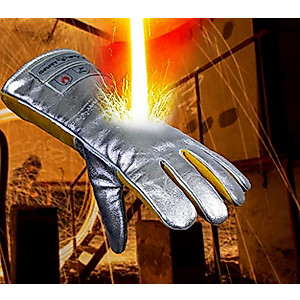 SpecxArmor® Graywolf® Kevlar Aluminized Heat Resistant Welding Glove/Large/1472°F │Fire Gloves│Kevlar Gloves│High Heat Gloves │Foundry Gloves │