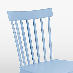 Simpol Home DSW Armless Modern Plastic Chairs with Wood Legs for Living, Bedroom, Kitchen, Dining,Lounge Waiting Room, Restaurants, Cafes, Set of 4, Blue Light