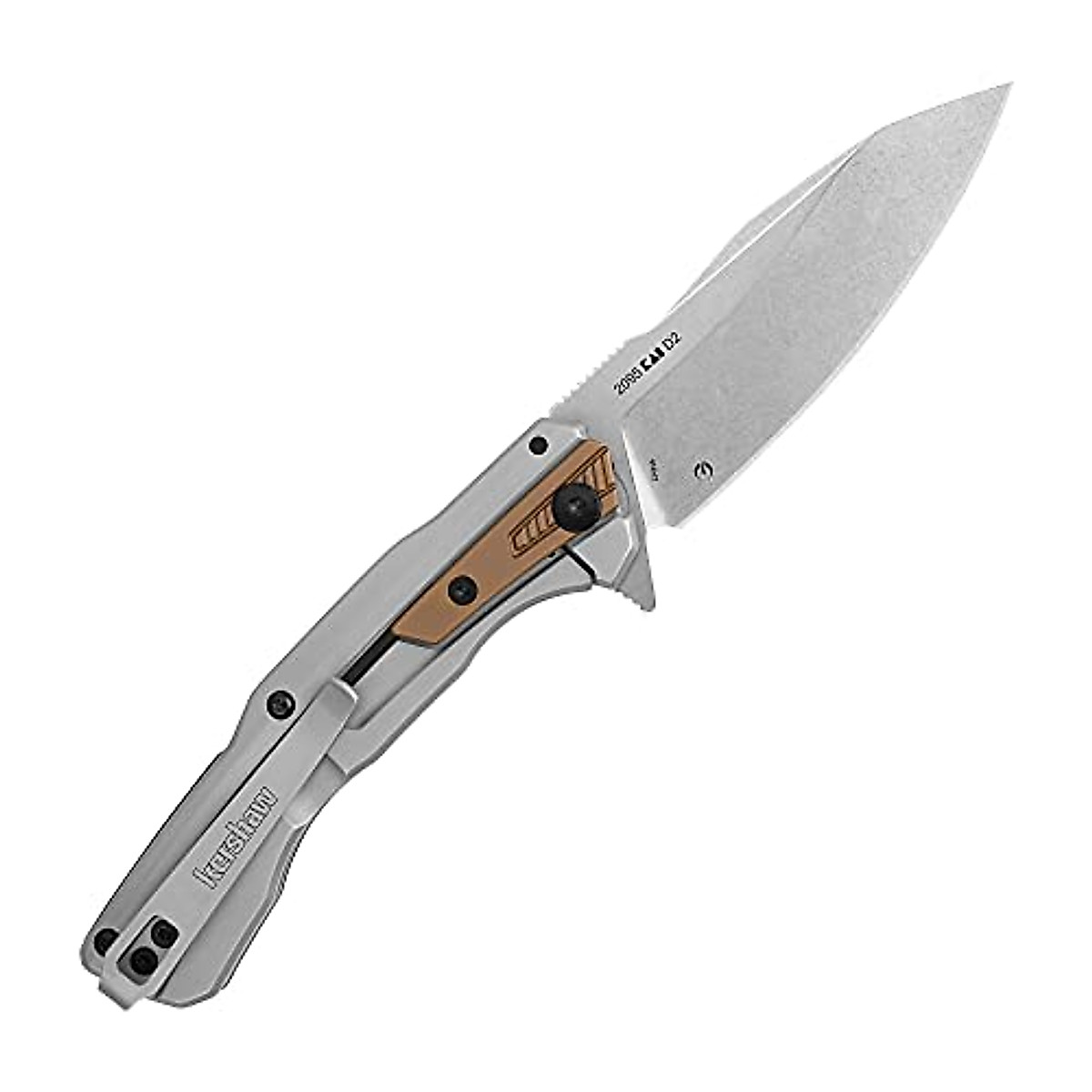 Kershaw Endgame Pocket Knife, 3.25" D2 Carbon Steel Spear Point Blade, Manual Flipper Opening, Frame Lock, Reversible Deep-Carry Pocketclip