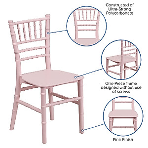 BizChair Child’s Pink Resin Party and Event Chiavari Chair for Commercial & Residential Use