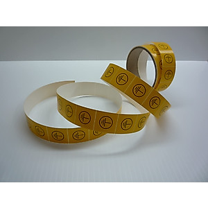 Ground Symbol Sticker 1" x 1" Double Glue Decal Screen Printed in a roll of 100 (Yellow)