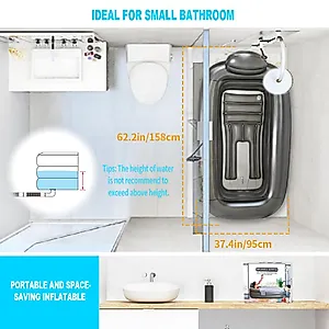 INFLATOAST Portable Bathtub Adult,Ice Bath Tub For Athletes,Inflatable Bathtub Including Air Pump,Easy To Inflate＆Drainage,Cold Plunge Tub,Portable Tub For Home SPA,Hot Bath＆Ice Bath (dark grey)