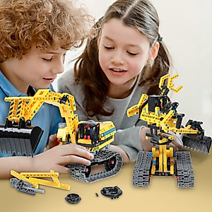 STEM Building Sets for Boys 6-12, 342PCS 2-in-1 DIY Construction Engineering Excavator Toy, Stem Projects for Kids Ages 8-12, Building Toys for Boys Age 6 7 8 9 10 11 12 Year Old