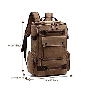 FASNAHOK Men's Canvas Travel Backpack Woman Hiking Rucksack Vintage Laptop Back Pack School Bag for Outdoor Sports Gym