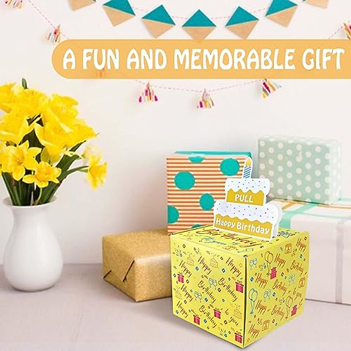 Happy Birthday Day Money Box for Cash Gift Pull,Money Gift Boxes for Cash,Money Box for Cash Gift Colourful Money Holder for Cash with Pull Out Card DIY Set Surprise Birthday Gift Box