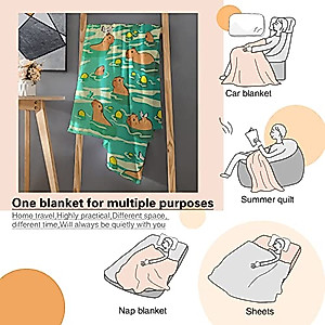 AMITAYUS Ultra Soft Flannel Fleece Couch Throw Blanket Capybara Full Size Warm Cozy Fuzzy Small Blanket for Travel Toddler 50"x40" for Kid