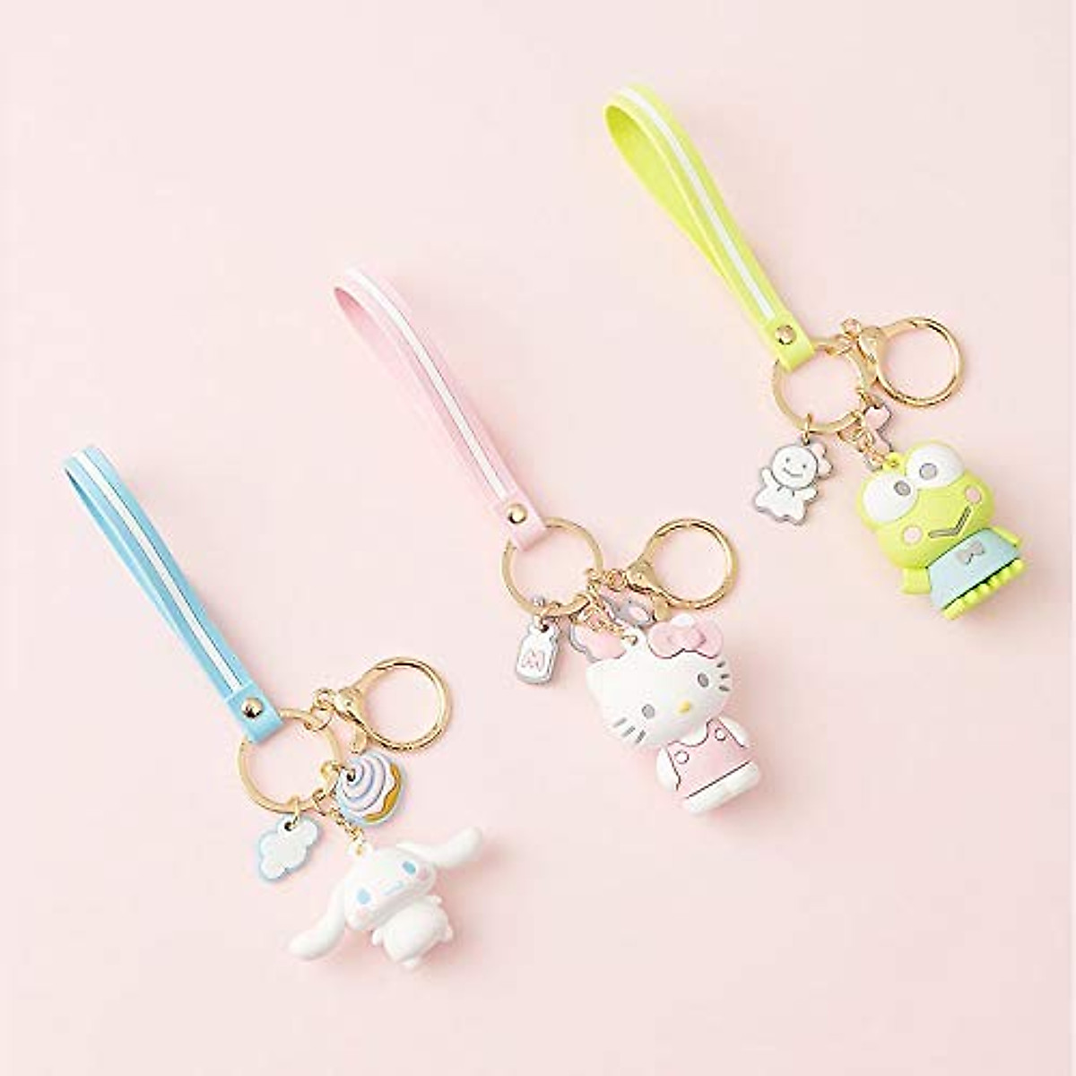 PaPiJoJo Cute Keychains for Women/Girls, Cinnamoroll Kawaii Anime Key Chain Accessories Wristlet Keychain for Backpack Handbag Car Keys