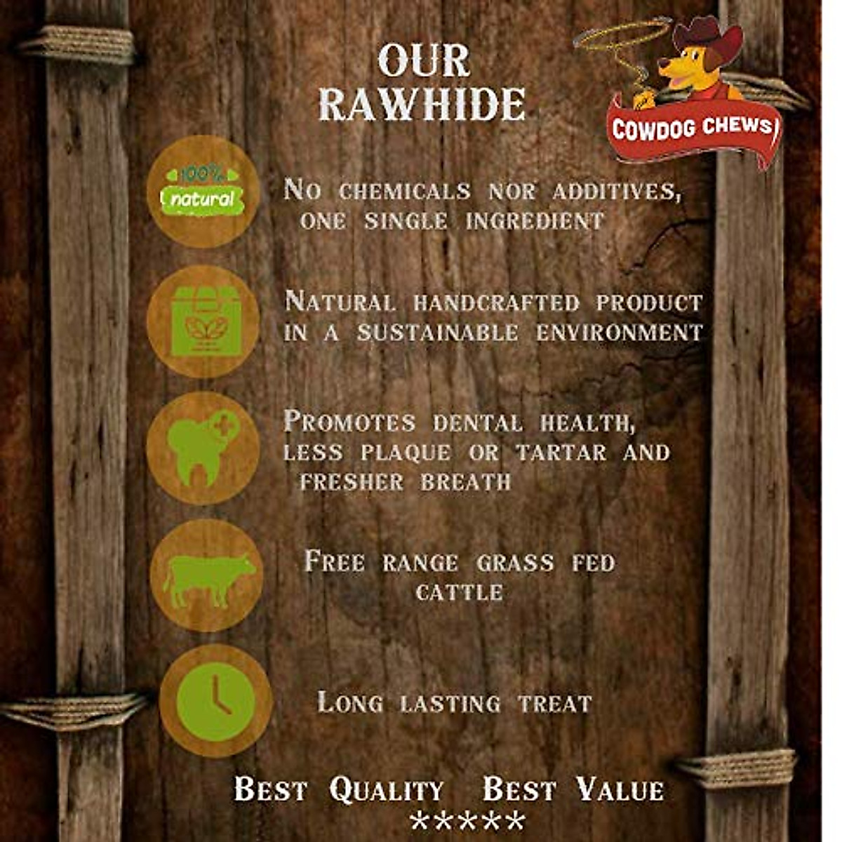 Cowdog Chews Natural Rawhide Chips – Premium Long-Lasting Dog Treats with Thick Cut Beef Hides (5 Lb)