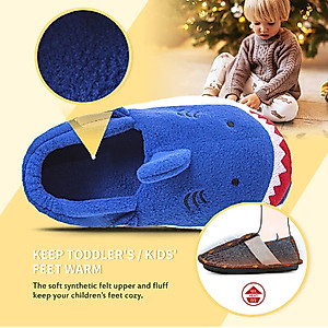 Boys Slippers Cute Shark Kids Slip-on House Shoes with Memory Foam Plush Warm Winter Home Slippers