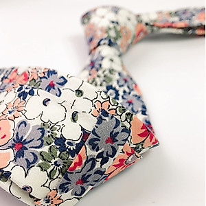 Mantieqingway Men's Cotton Floral Neck Tie 2.56'' Printed Skinny Tie