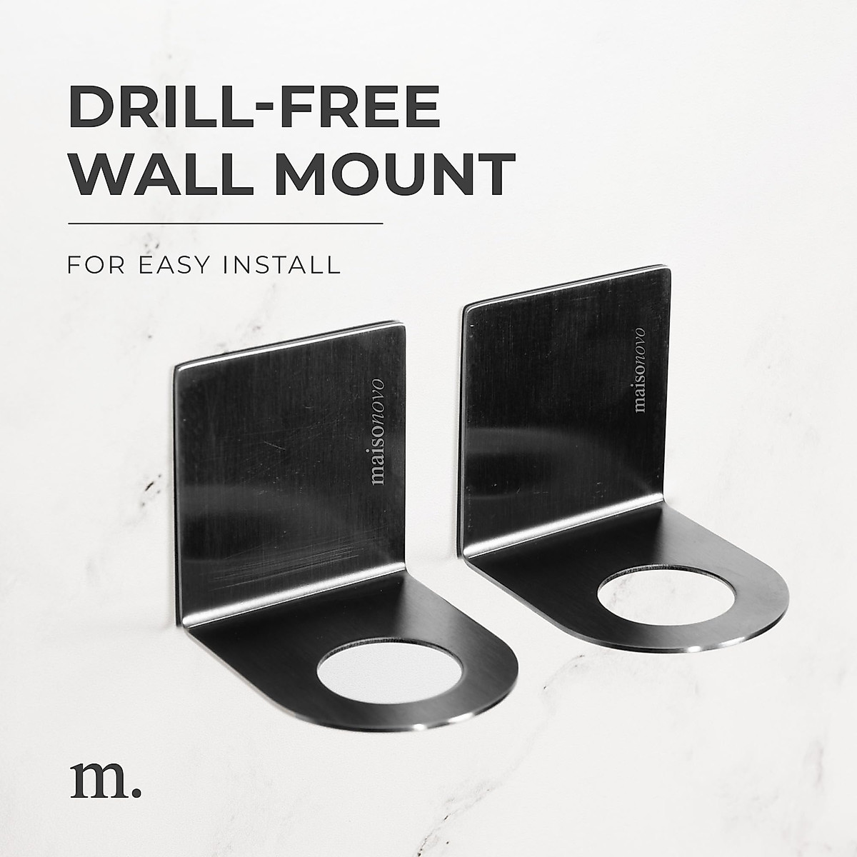 MaisoNovo Adhesive Soap & Shampoo Holder Set of 2 - Silver | Wall Mounted Dispenser Holder