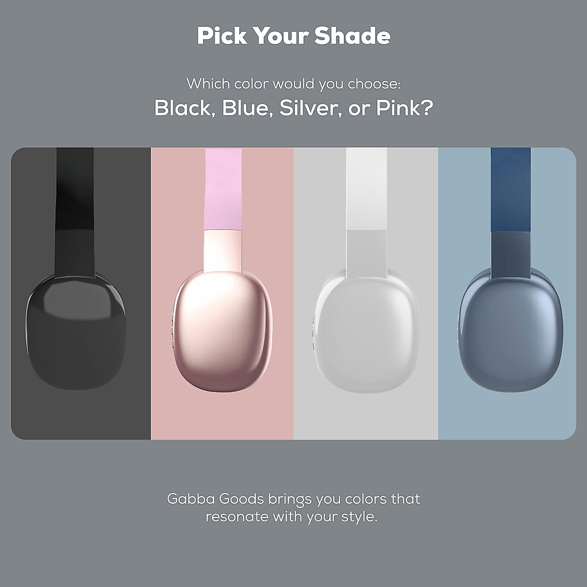 Gabba Goods Wireless Over Ear Bluetooth Headphones with Microphone - Wireless Headset -Noise Reduction - Bluetooth, Wired,Built in Micro SD for Travel, Home, Work TV,PC,Gaming,Cellphone (Pink)