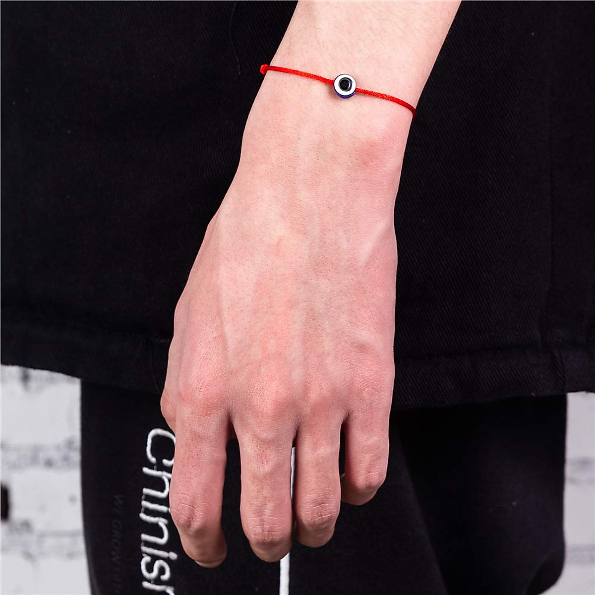 kelistom 8 Pieces Evil Eye Red Kabbalah String Bracelets for Women Men Boys Girls Protection Amulet Storage Gift Bag with Long Tassels (A:HS022-8)