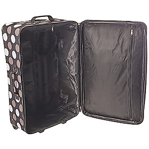 Rockland Escape 4-Piece Softside Upright Luggage Set, Telescoping Handles, Black Dot, (14/19/24/28)