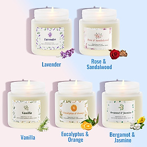 BlissfulOasis Scented Candles, Long-Lasting Candles for Home Scented, 5 Pack Scented Candles, Candles for Women, Natural & Safe Ingredients, Candle Set for Birthday, Christmas, Festival